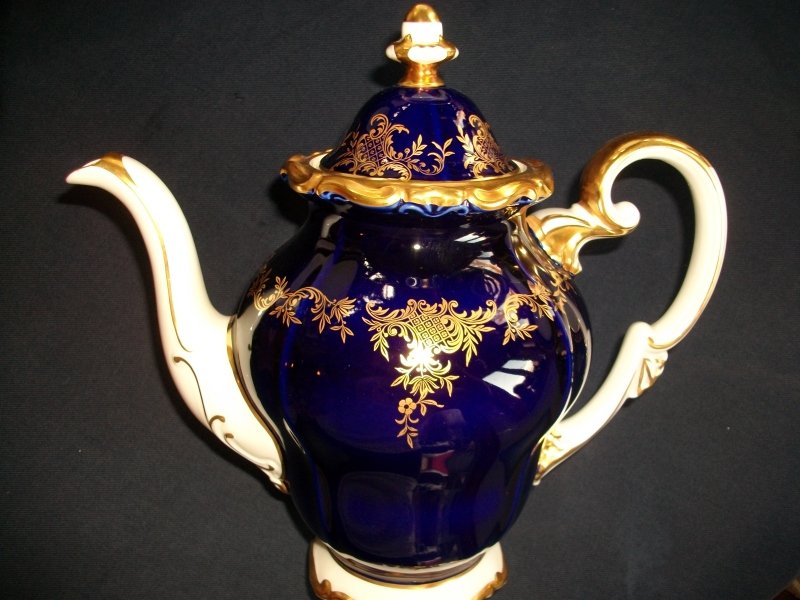 WEIMAR KATHARINA 20003 COBALT-GILT (c.1948-49) COFFEE POT & LID- 8 ...